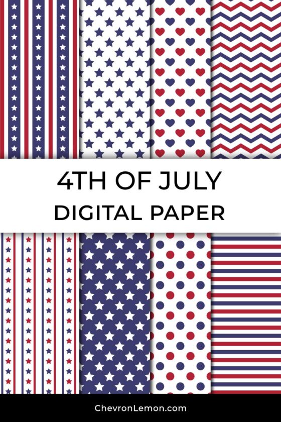 Patriotic digital paper pack - Chevron Lemon