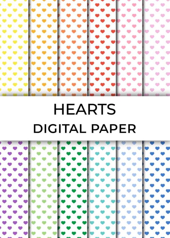 Hearts digital paper - Chevron Lemon