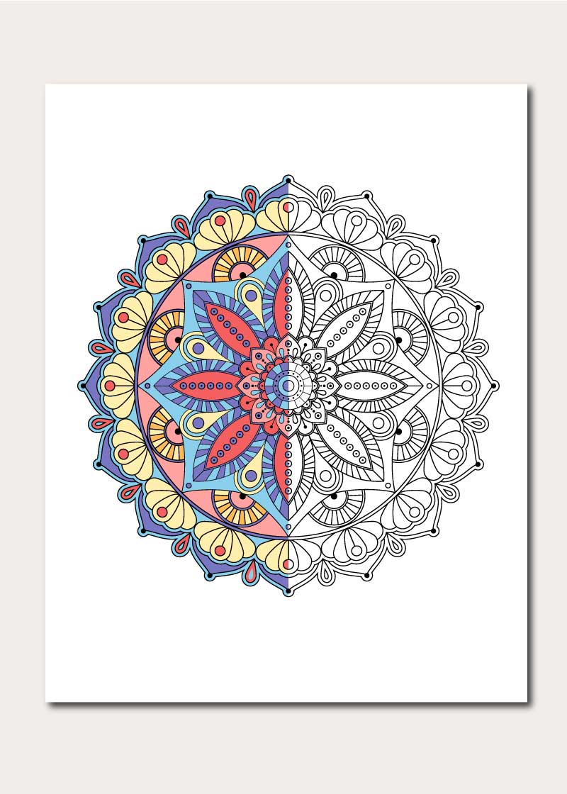 Mandala coloring page - Chevron Lemon
