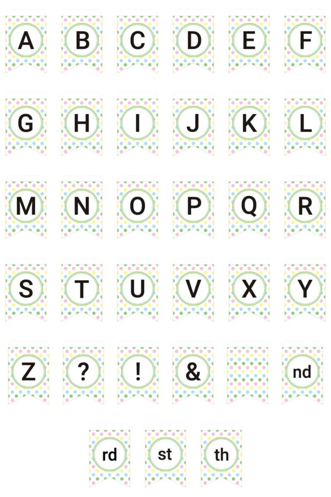 Polka dot printable letter banner - Chevron Lemon
