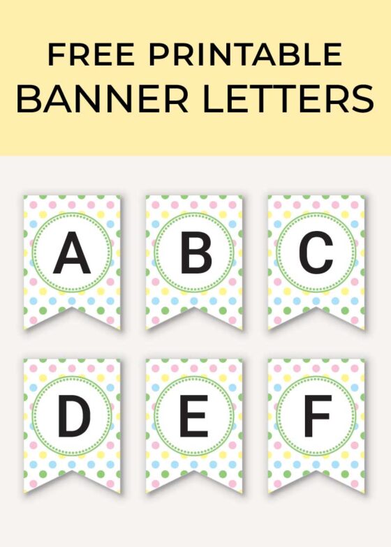Polka dot printable letter banner - Chevron Lemon