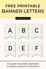 Polka dot printable letter banner - Chevron Lemon