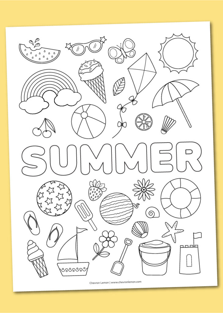 Printable bold and easy spring coloring pages - Chevron Lemon