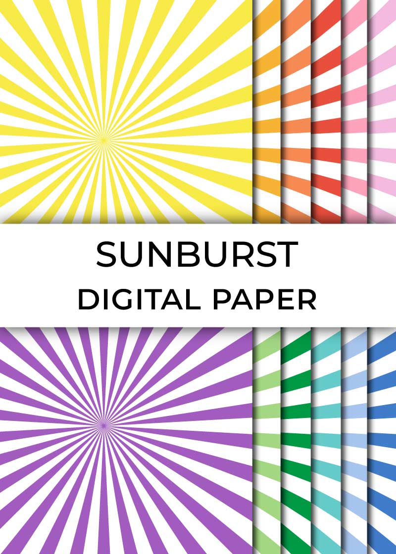 Sunburst digital paper pack - Chevron Lemon