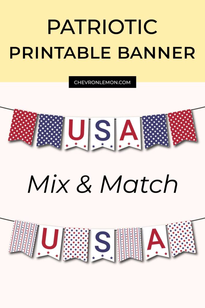 Printable USA patriotic banner - Chevron Lemon