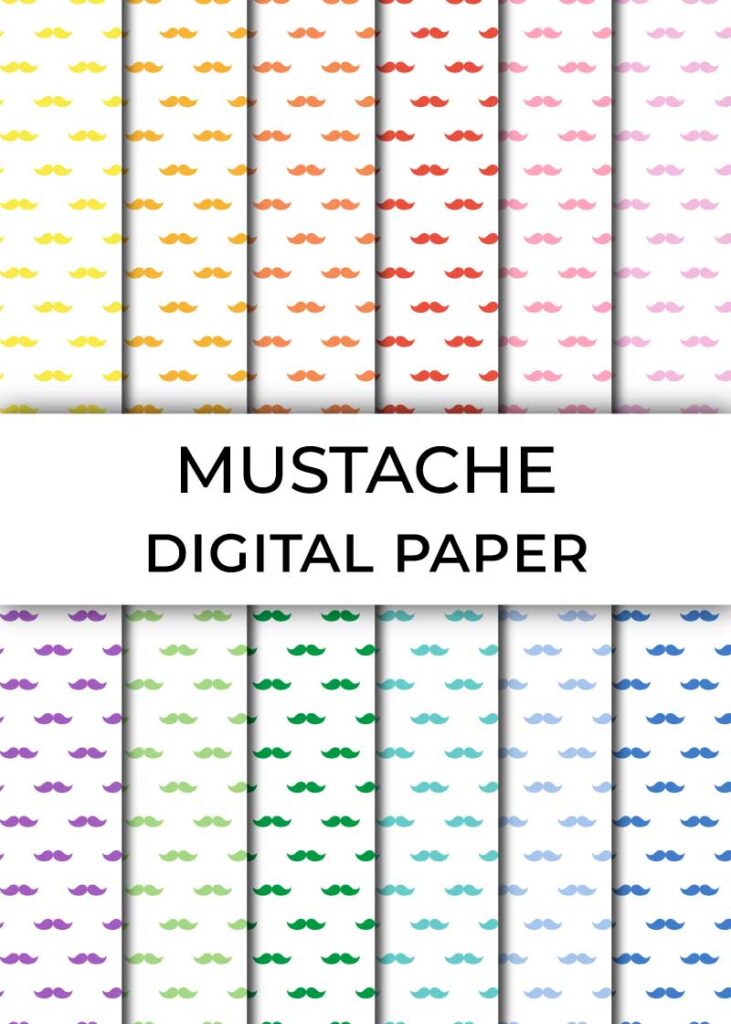 Mustache digital paper pack - Chevron Lemon
