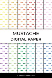 Mustache digital paper pack - Chevron Lemon