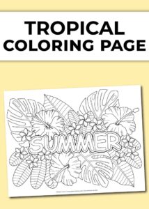 Printable tropical summer coloring page - Chevron Lemon