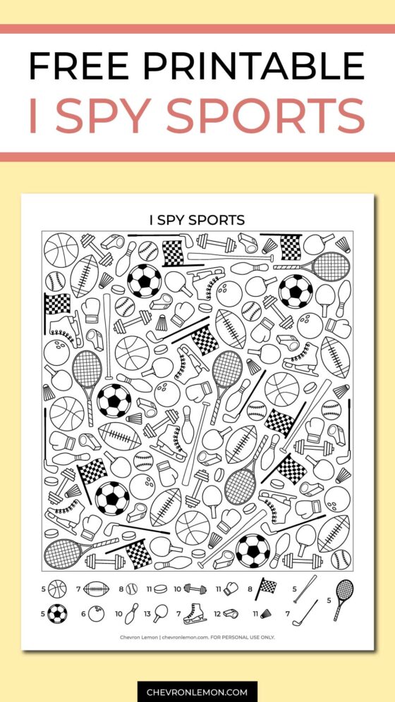 Printable I spy sports - Chevron Lemon