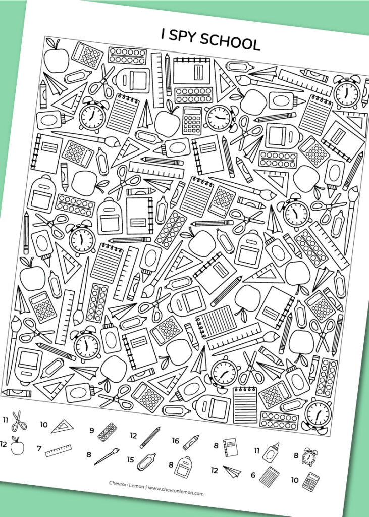 Printable I spy school - Chevron Lemon