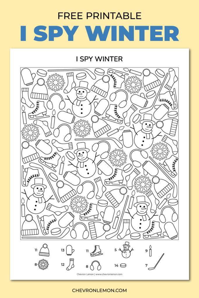 Printable I spy winter - Chevron Lemon