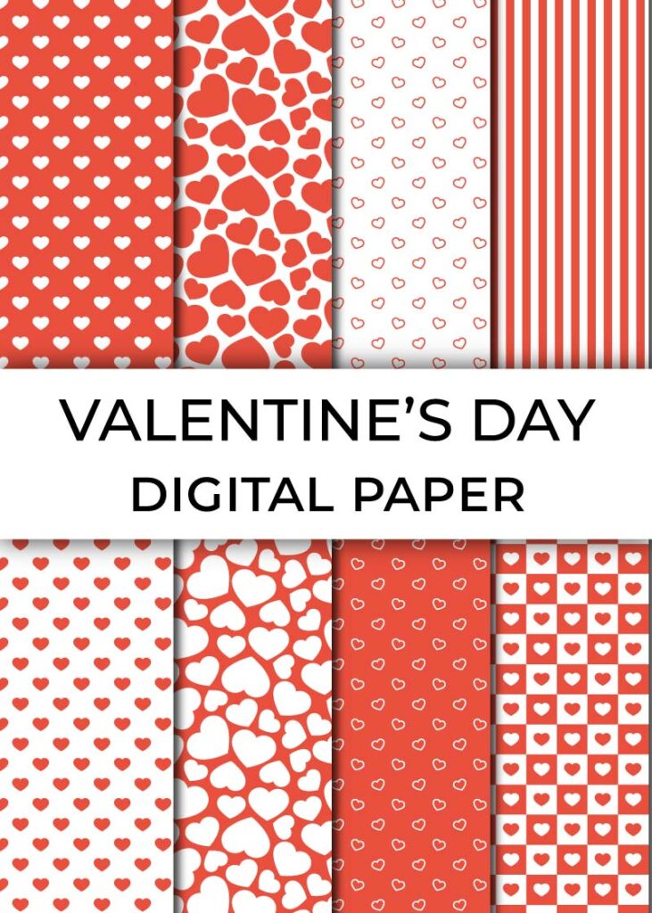 Printable Valentine's Day digital paper pack - Chevron Lemon