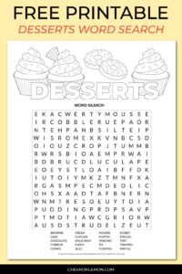 Printable desserts word search - Chevron Lemon
