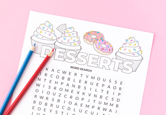 Printable desserts word search - Chevron Lemon