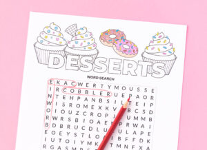 Printable desserts word search - Chevron Lemon