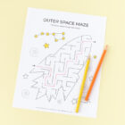 Printable outer space mazes - Chevron Lemon