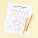 Printable outer space mazes - Chevron Lemon