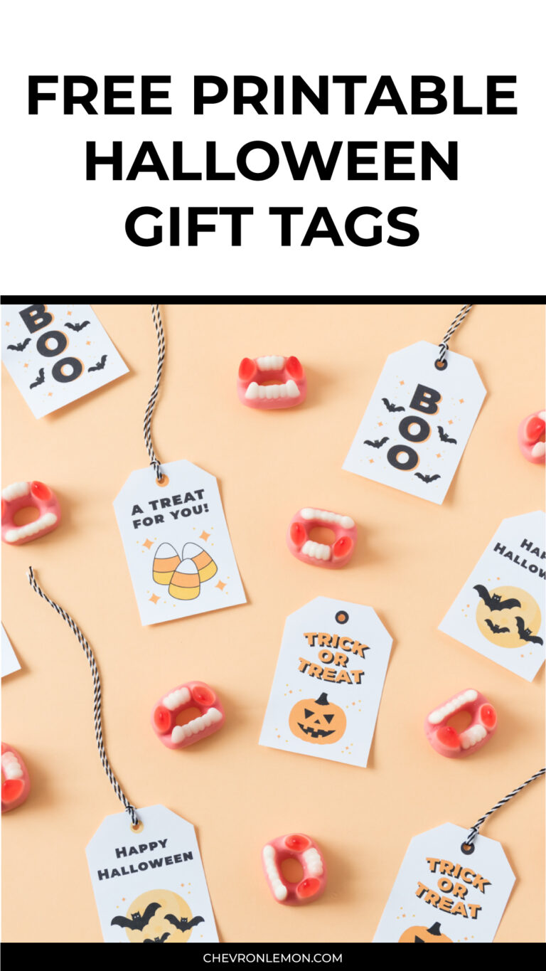 Printable Halloween gift tags - Chevron Lemon