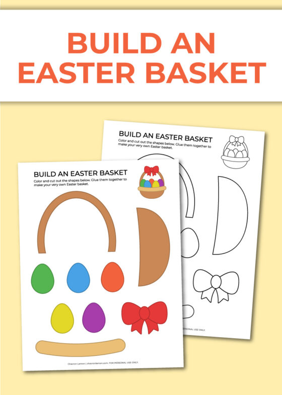 Printable build an Easter basket craft - Chevron Lemon