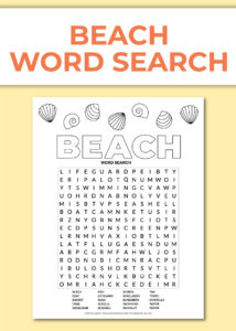 Printable beach word search - Chevron Lemon