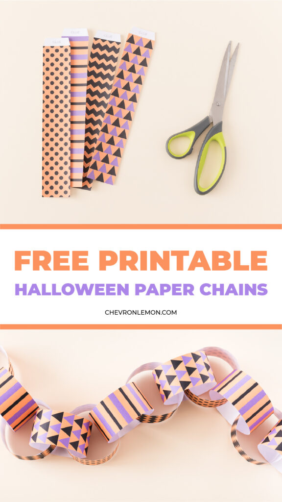 Printable Halloween paper chains - Chevron Lemon