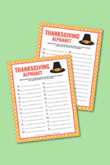 Printable Thanksgiving alphabet game - Chevron Lemon