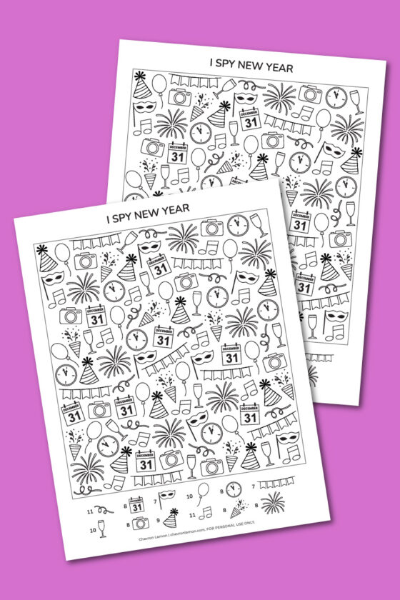 Printable I spy New Year - Chevron Lemon