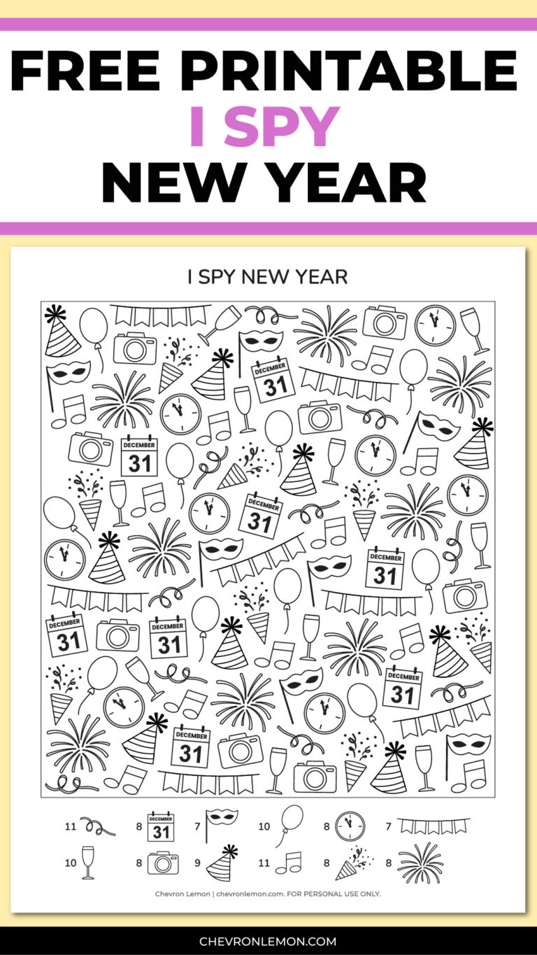 Printable I spy New Year - Chevron Lemon