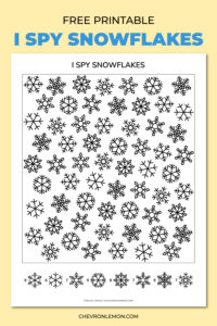 Printable I spy snowflakes - Chevron Lemon