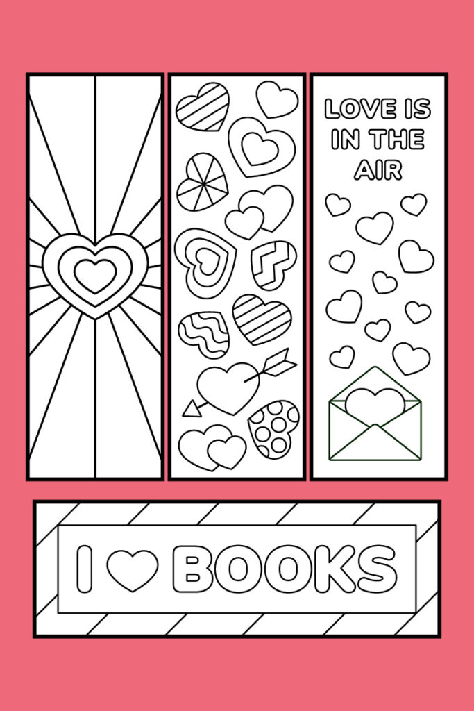 Printable Valentine's Day coloring bookmarks - Chevron Lemon
