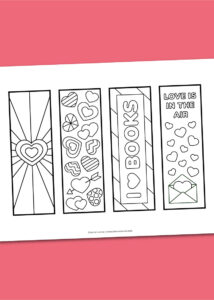 Printable Valentine's Day coloring bookmarks - Chevron Lemon