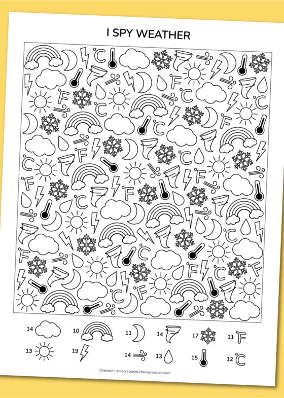 Printable I spy weather - Chevron Lemon