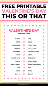 Printable Valentine's Day this or that game - Chevron Lemon