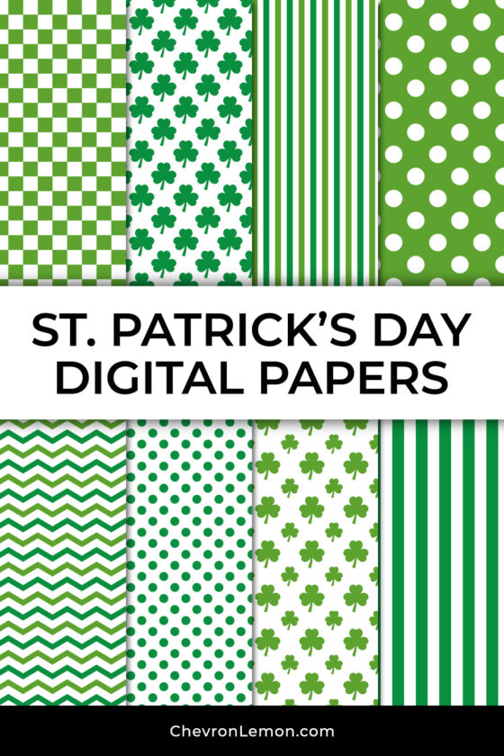 Free printable St. Patrick's Day digital paper pack - Chevron Lemon