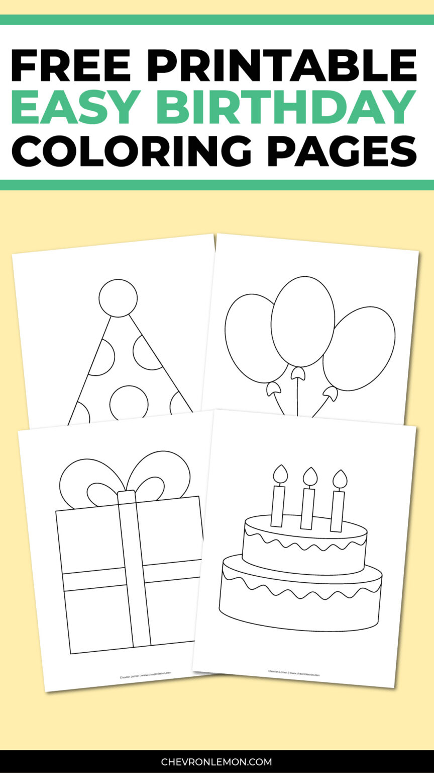 Easy printable birthday coloring pages - Chevron Lemon