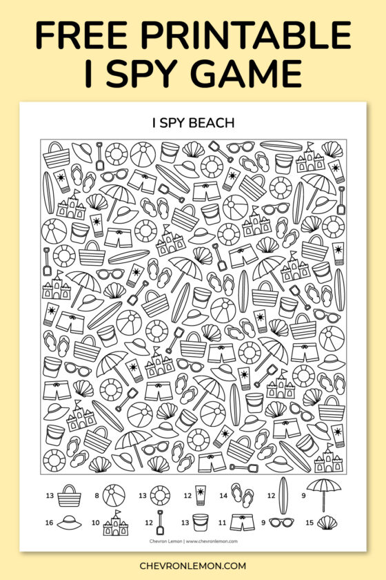 Printable I spy beach - Chevron Lemon
