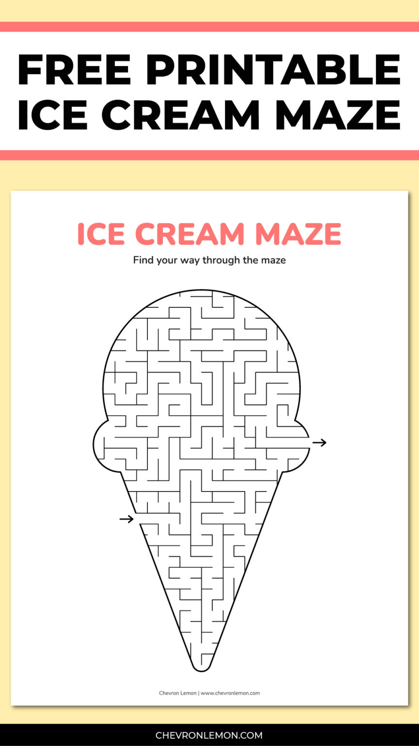 Printable ice cream maze - Chevron Lemon
