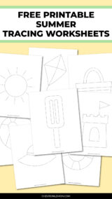 Printable summer picture tracing worksheets - Chevron Lemon