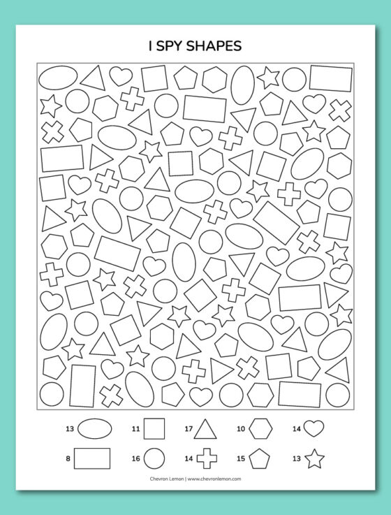 Printable I spy shapes - Chevron Lemon