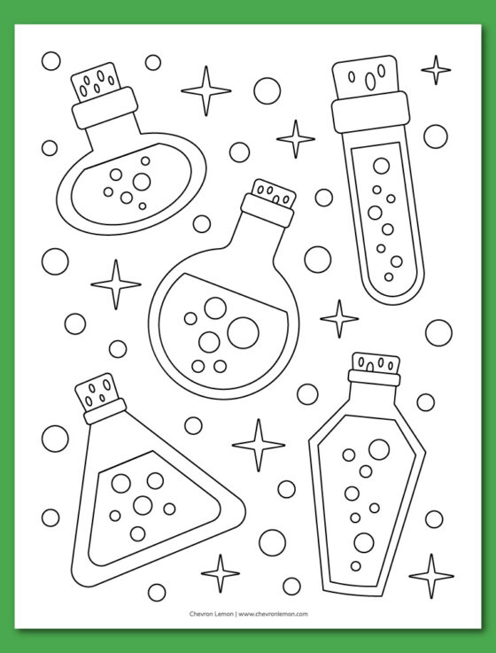 Printable potions coloring page - Chevron Lemon