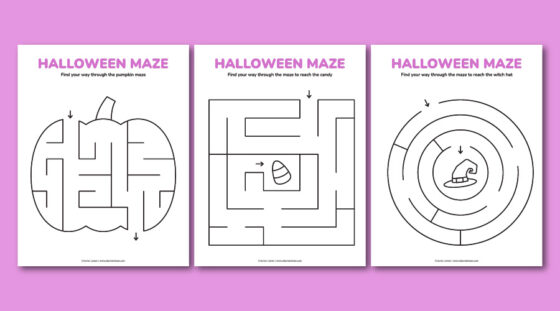 Printable simple Halloween mazes - Chevron Lemon