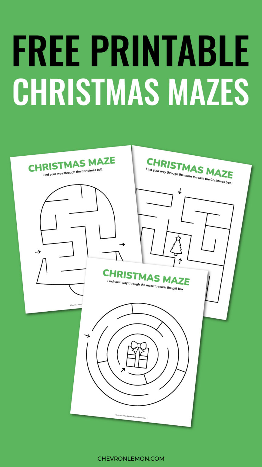 Printable simple Christmas mazes - Chevron Lemon