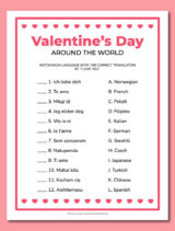 Printable Valentine's Day around the world game - Chevron Lemon