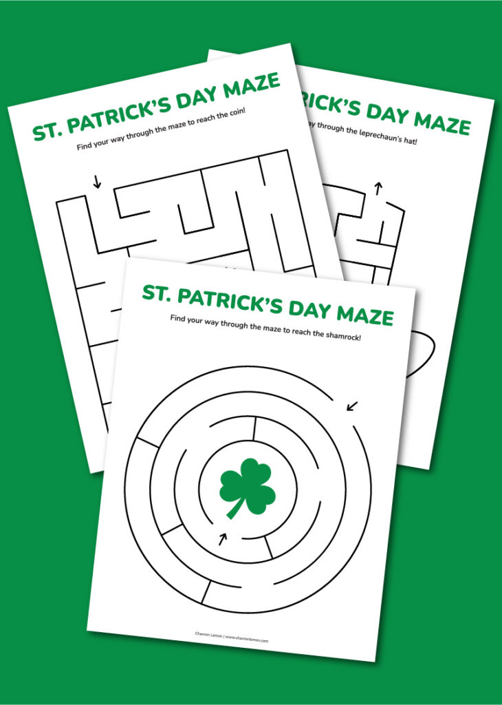 Printable shamrock templates in different sizes - Chevron Lemon