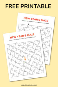 Printable New Year's maze - Chevron Lemon