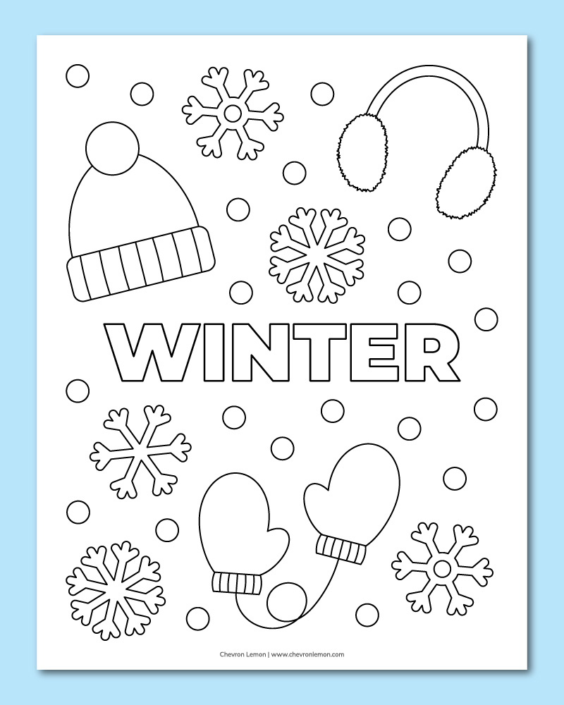 Printable winter coloring page - Chevron Lemon