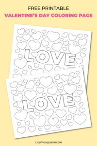 Printable love and hearts coloring page - Chevron Lemon