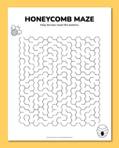 Printable honeycomb maze - Chevron Lemon