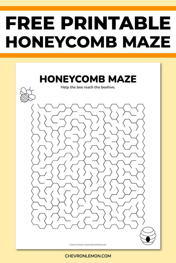 Printable honeycomb maze - Chevron Lemon