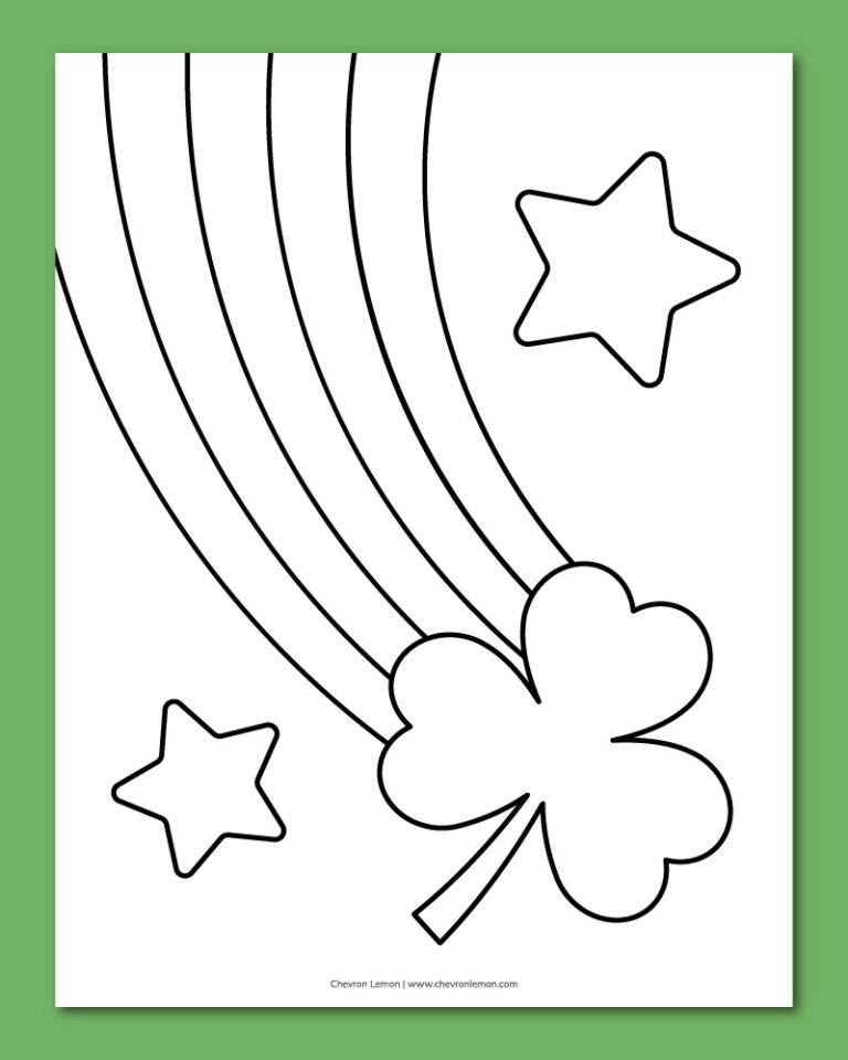 Printable easy and bold St. Patrick's Day coloring pages - Chevron Lemon
